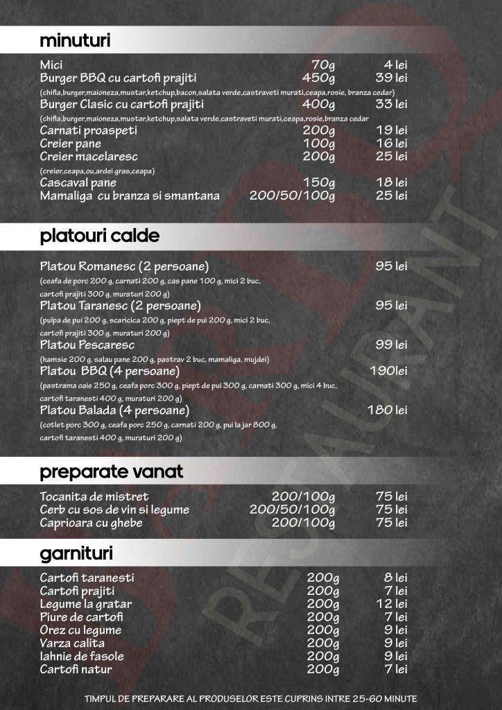 Meniu A la Carte - Restaurant BarBQ Ciorogarla